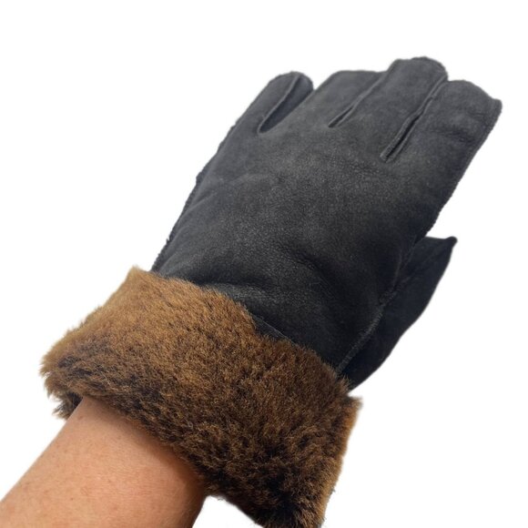 Lukkiu | Accessories | Black Unisex Premium Shearling Sheepskin Leather ...